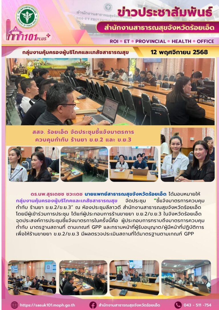 ประชุม “ชี้แจ้งมาตรการควบคุมกำกับ ร้านยา ข.ย.2/ข.ย.3”